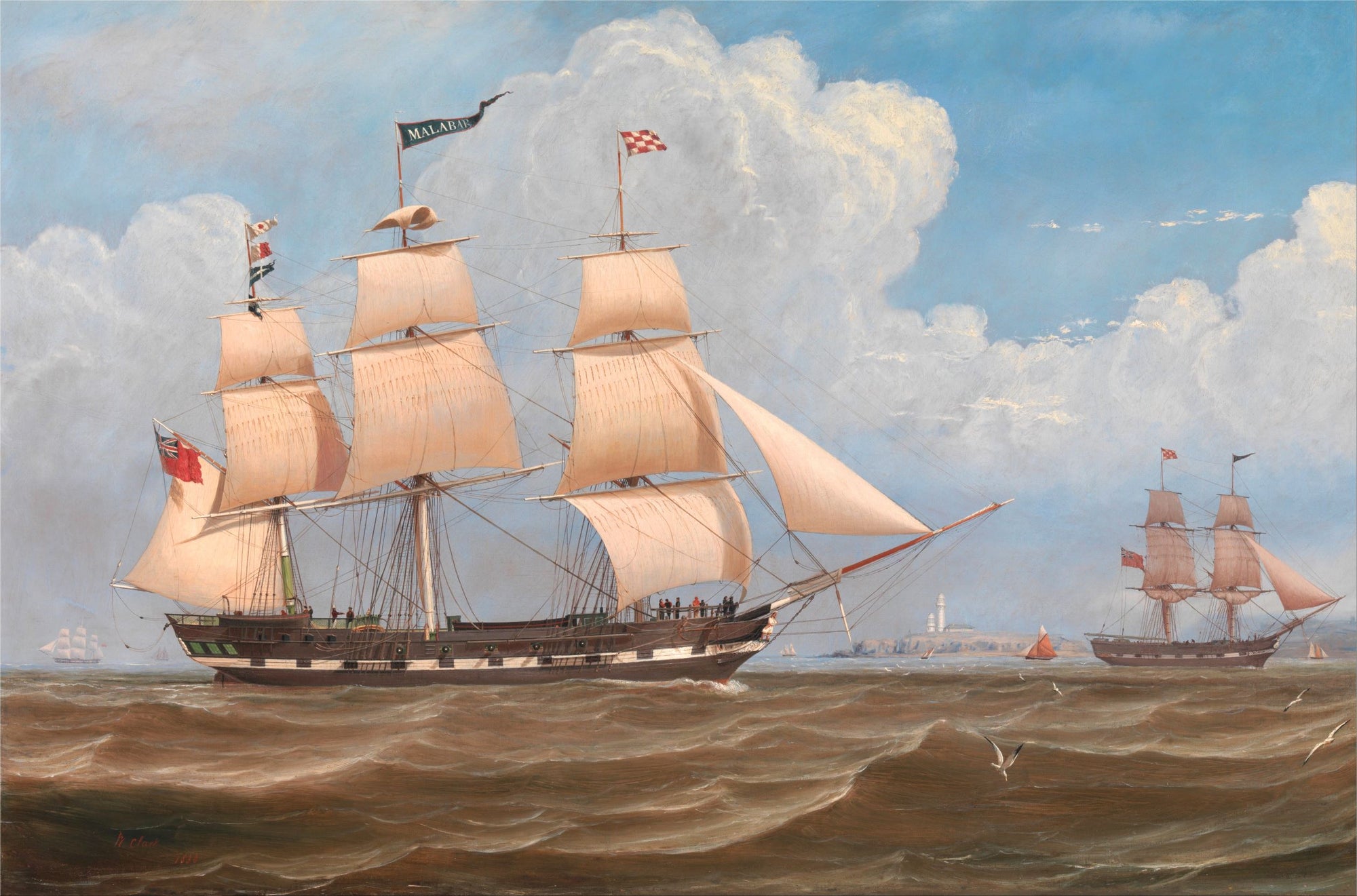 The English Merchant Ship 'Malabar' by William Clark | Buy Maritime Art ...